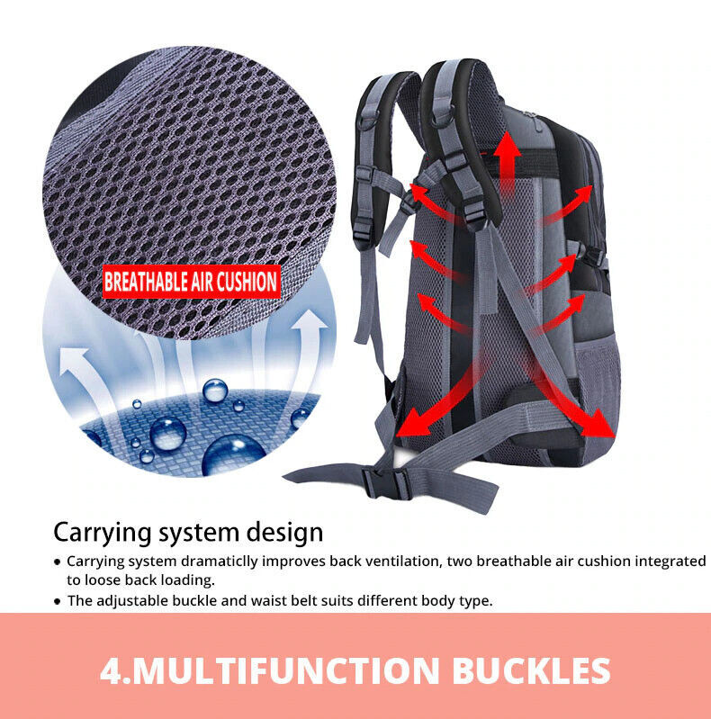 40L Travel Backpack Rucksack Camping Laptop Hiking School Book Bag for ...