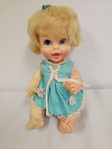VINTAGE Mattel 1967 Baby Small Talk Pull String Doll Org Outfit MUTE ...