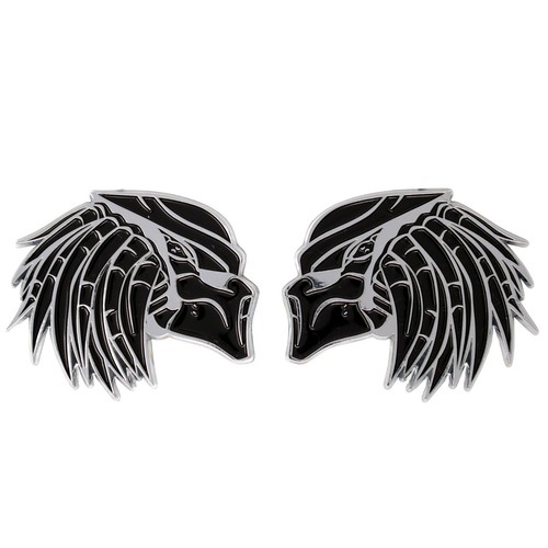 Chrome/Black Right & Left Facing Predator Emblem Badge (Set of 2) Auto ...