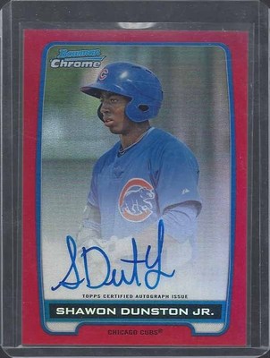 SHAWON DUNSTON JR 2012 BOWMAN CHROME PROSPECT CUBS RED REFRACTOR ON ...