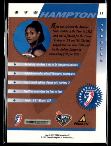 1997 Pinnacle Inside WNBA Court Collection Kym Hampton #27 B | eBay