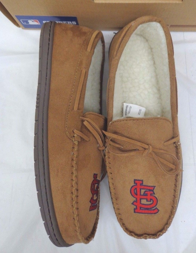 MLB Men's Tan Moccasin Slippers with Hard Rubber Sole | eBay