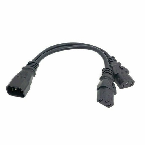 Single C14 to Dual 5-15R Short C13 Power Y Type Splitter Adapter Cable ...