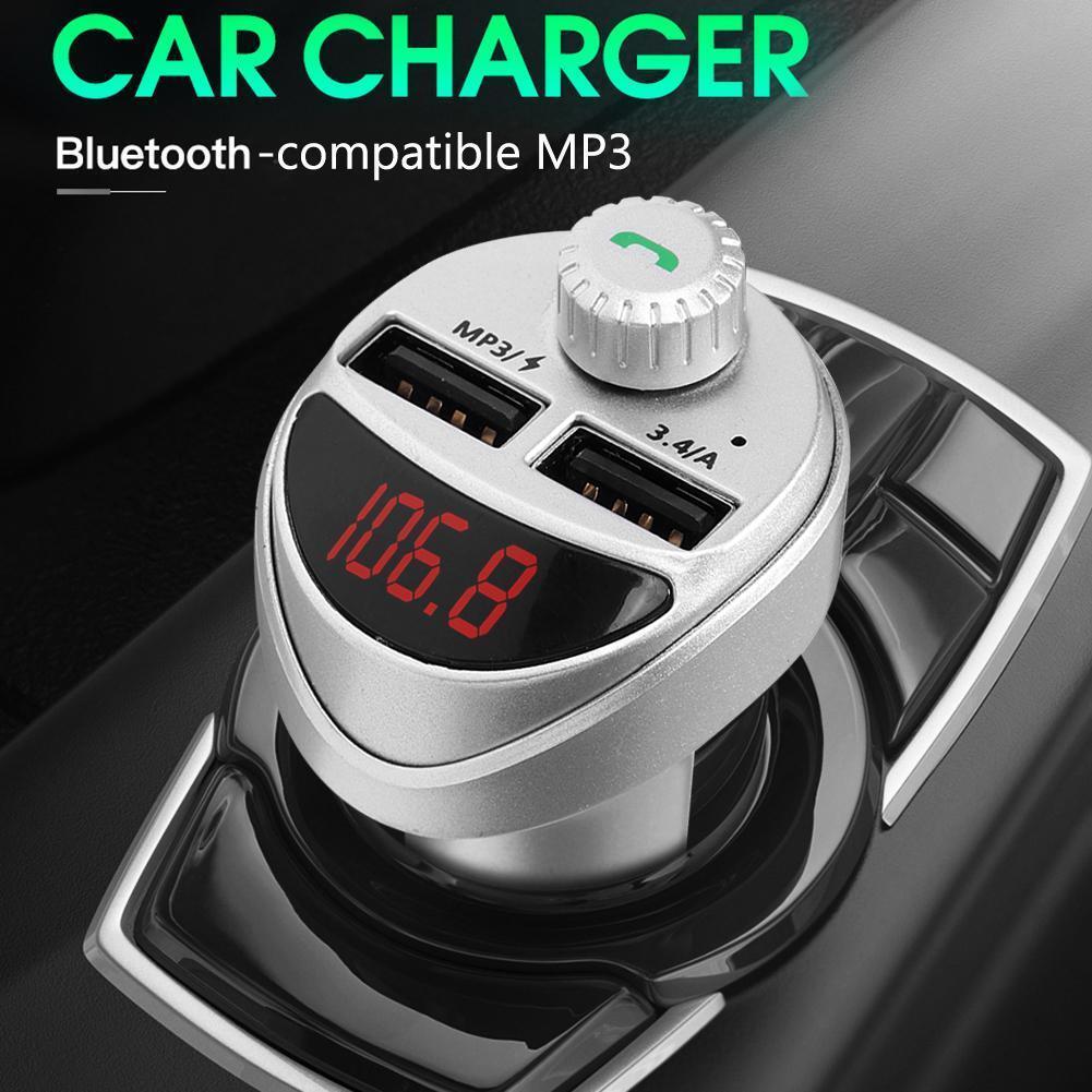 FM Transmitter 3.4A Dual USB Charging Audio MP3 Players Bluetooth ...