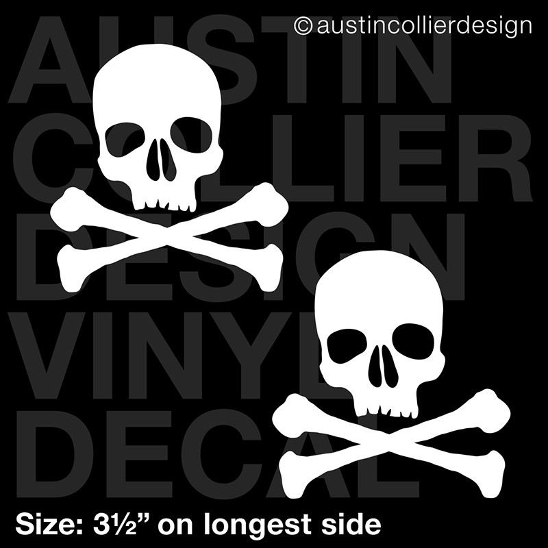 Set of 2 * 3.5" SKULL & CROSSBONES s1 vinyl decal car window laptop ...
