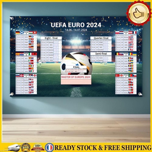 Tableau mural du tournoi EURO 2024, tableau mural du calendrier en ...