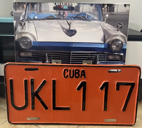 VINTAGE CUBA ORIGINAL AUTHENTIC LICENSE PLATE UKL 117 ORANGE & BLACK ...
