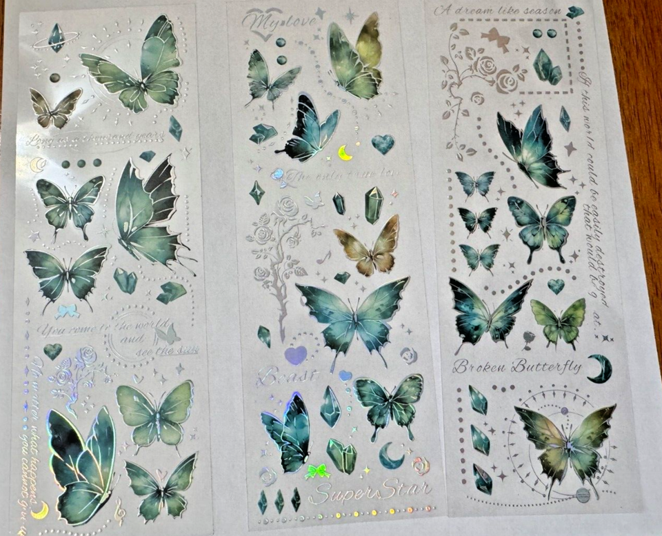 3Pcs Set Laser Holographic Stamping Embossed Butterfly Journal Cup Case ...