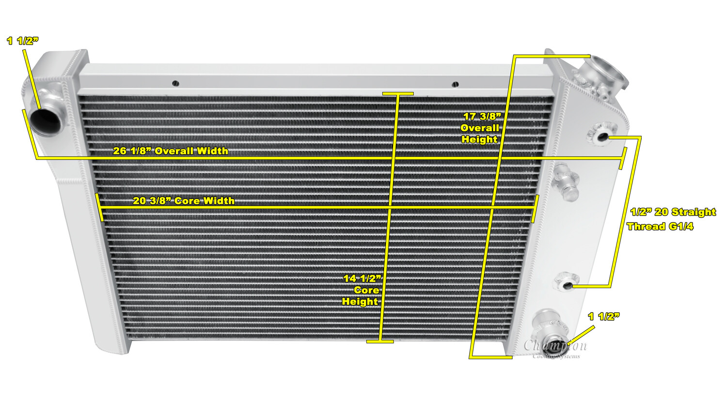 1971-77 Chevy Vega V8 Swap Champion Aluminum 3 Row Radiator, 2-10" Fans ...