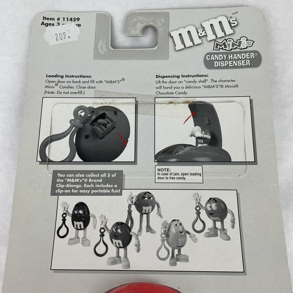 M&M's Minis Candy Hander Dispenser Clip-On Cap Candy Vintage 2002 Red ...