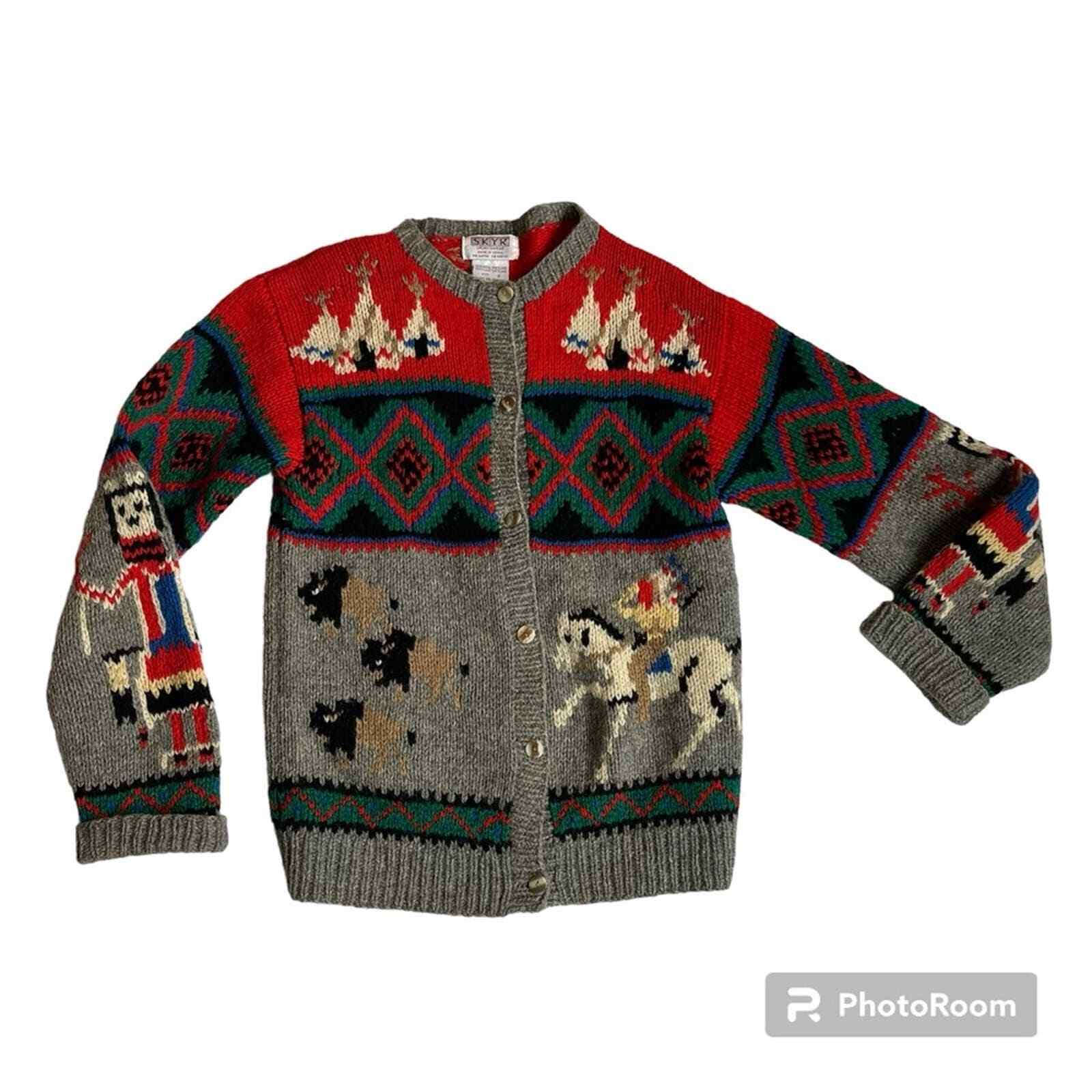 Skyr Vintage Shetland Wool Native American Themed Car… - Gem
