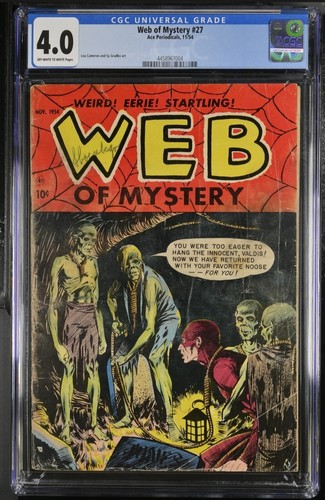 WEB OF MYSTERY #26 CGC 4.0, OWW PGS, Ace Comics 1954 Pre-code HANGING ...
