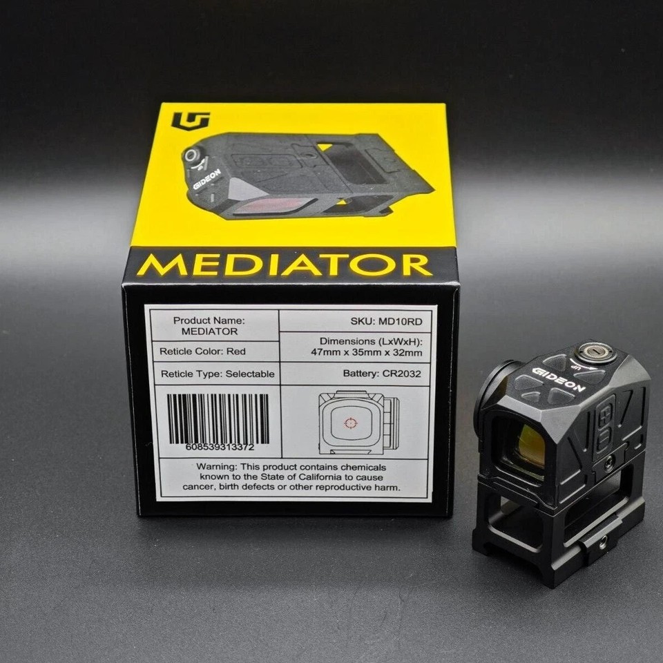 Gideon Optics Mediator Red Dot Multi-Reticle Sight 1x16mm 3 MOA Closed ...