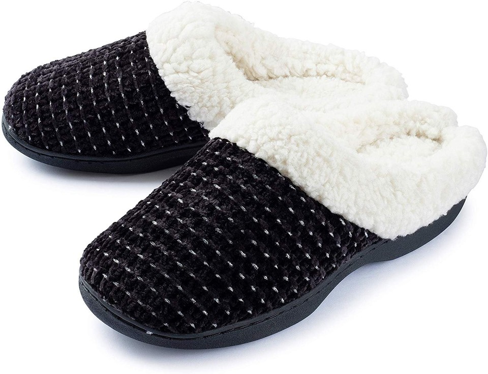 Roxoni Women’s House Slippers Knit Fleece Lined Cozy Clog House Shoes ...