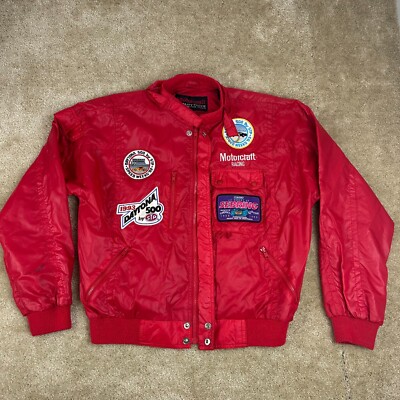 Vintage Motorcraft Racing mens cafe racer Jacket L 90s Daytona sebring ...