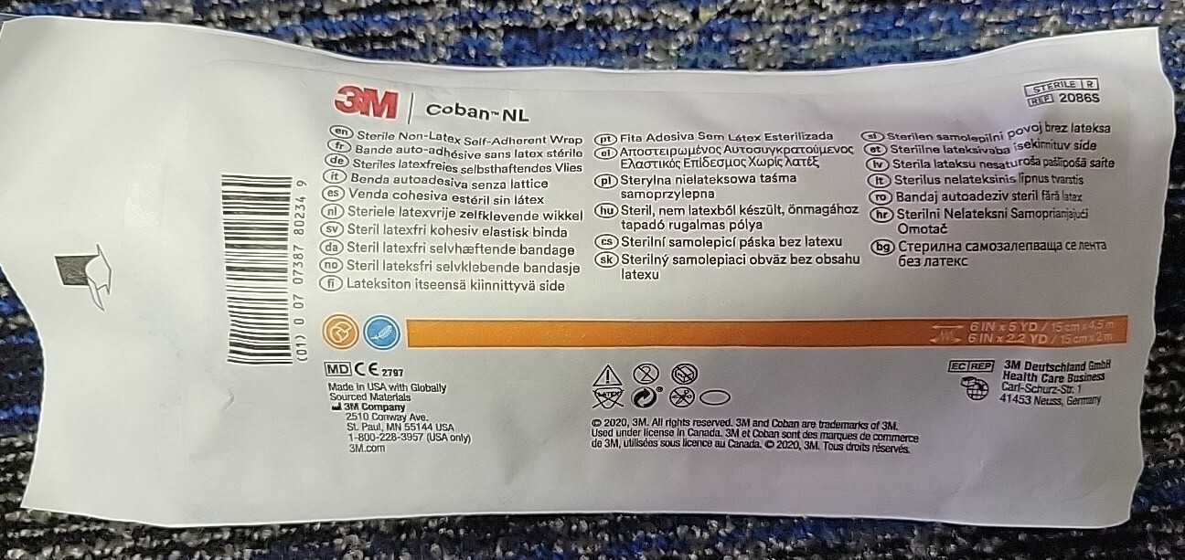 3M Coban NL 2086S Self-Adherent Wrap 6” X 5 Yd Box of 12 Rolls Exp:2026 ...