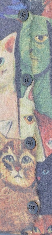 YESNO CATS Graphic Sweater Size LARGE button cardigan long sleeve ...