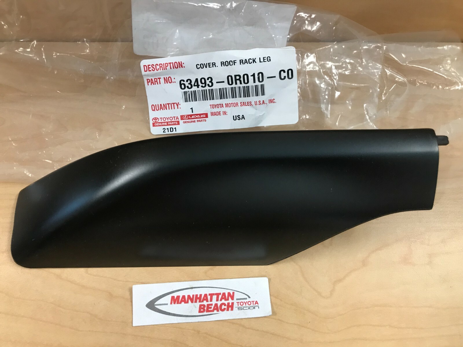 06-12 RAV4 RIGHT REAR ROOF RACK END COVER BLACK 63493-0R010-C0 GENUINE ...