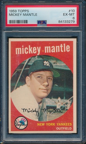 1959 TOPPS BASEBALL #10 MICKEY MANTLE PSA 6 EX-MT HOF YANKEES | eBay