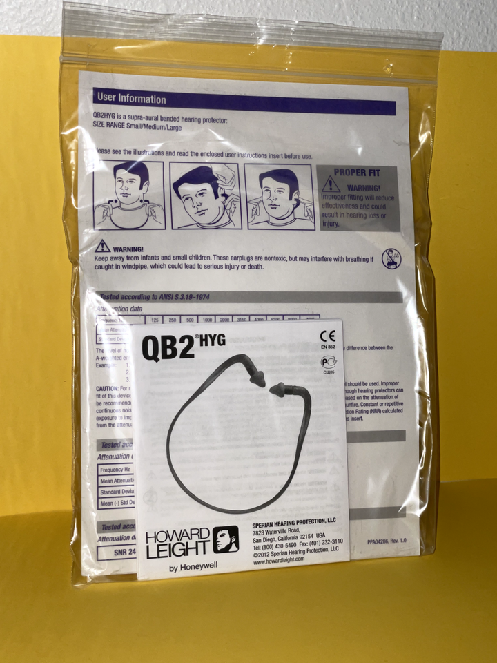 HONEYWELL~HOWARD LEIGHT QB2 HYG~REUSABLE HEARING PROTECTION~SUPRA-AURAL ...