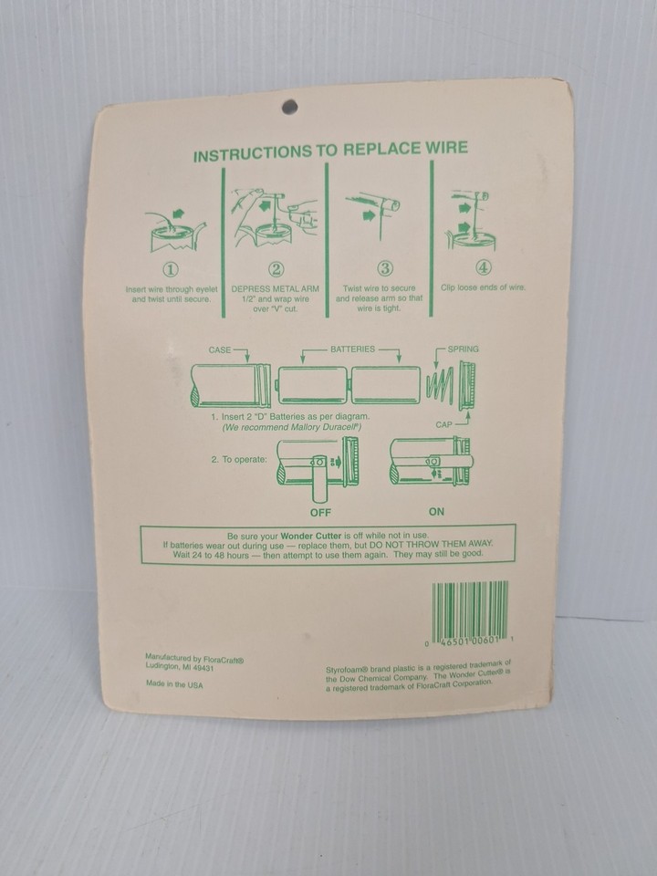 The Wonder Cutter - FloraCraft Styrofoam Cutting Tool Hot Wire Battery ...