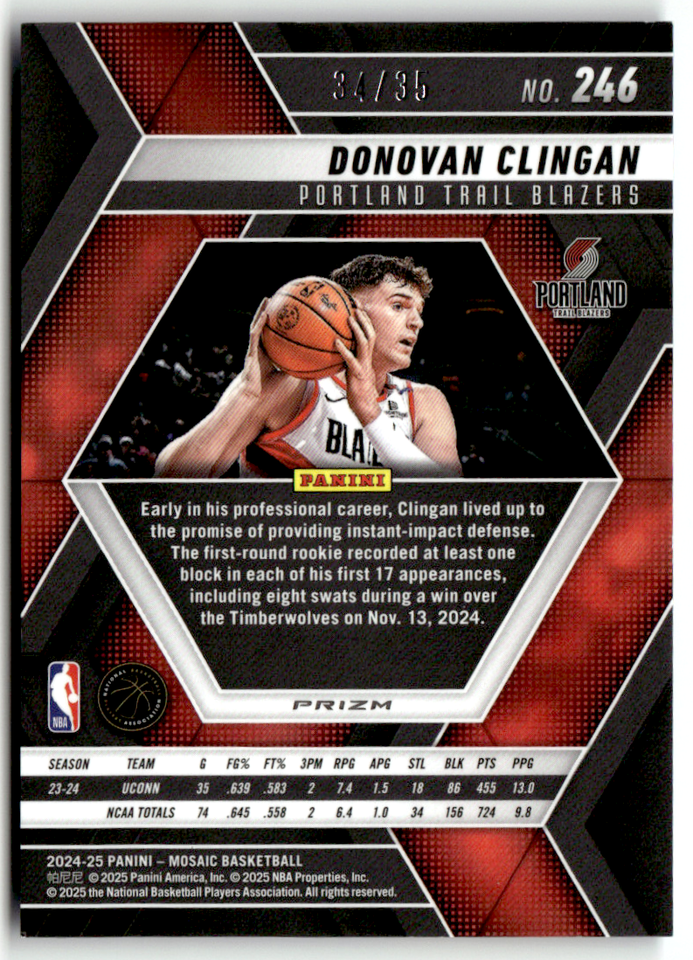 Panini Mosaic 2024-25 NBA No. 237 Antonio Reeves Rookie Blue Choice 34/ ...