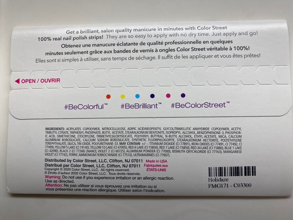 Color Street-Long Lasting Nail Polish Strips- Holidaze - Black w ...