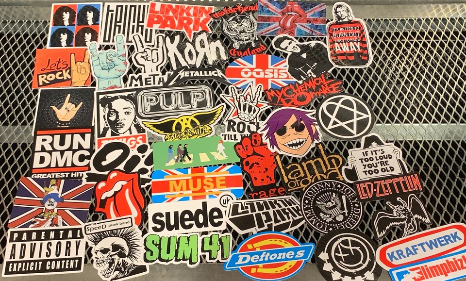 100 Count Rock Band Logo Stickers Decal Lot Heavy Metal Punk Music ...