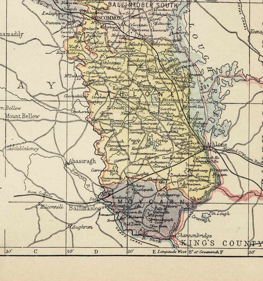 1902 ANTIQUE MAP OF THE COUNTY OF ROSCOMMON / IRELAND | eBay