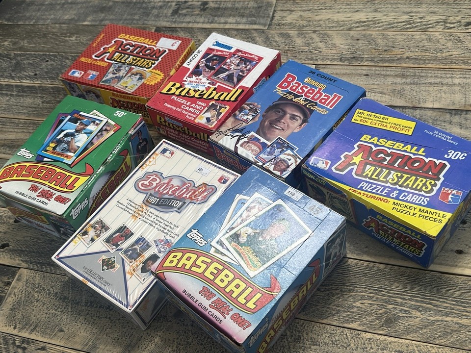 Vintage Baseball Card Sealed Wax Box Lot Of 7 FULL Boxes OF WAX PACKS ...