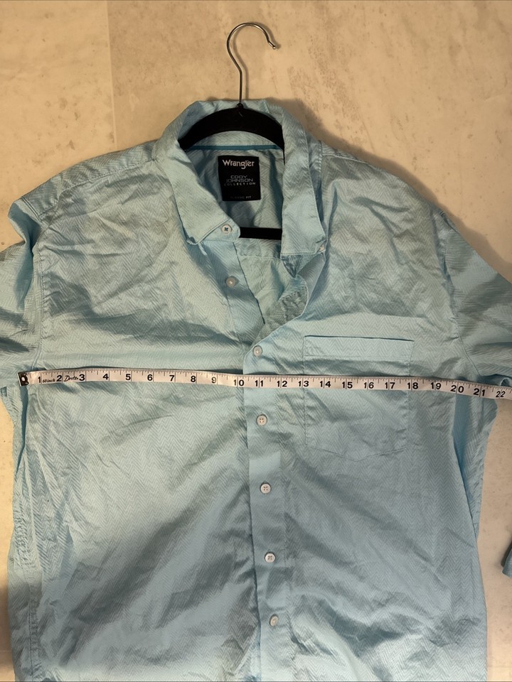 Wrangler® Cody Johnson Men's XL Solid Aqua Chevron Button Shirt | eBay