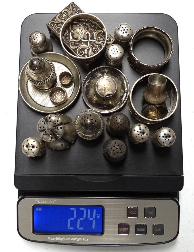 Sterling Silver Scrap Lot Coasters Napkin Rings Shakers 224 grams 8.0 ...