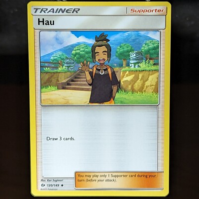 Hau 120/149 LP/NM Trainer Supporter Sun and Moon Base Set Pokemon TCG ...