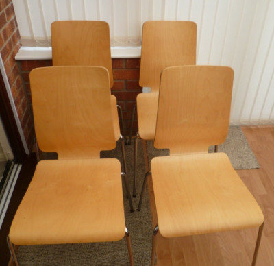 ~ VINTAGE - IKEA - SET OF 4 - 1999 GILBERT STACKABLE WOODEN CHAIRS ...