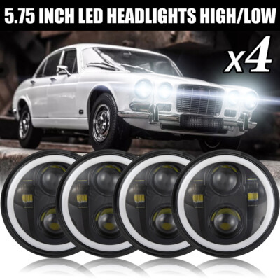 For Jaguar XJ6 XJS XJ12 4PCS 5.75" Inch LED Headlights Chrome Hi/Lo ...