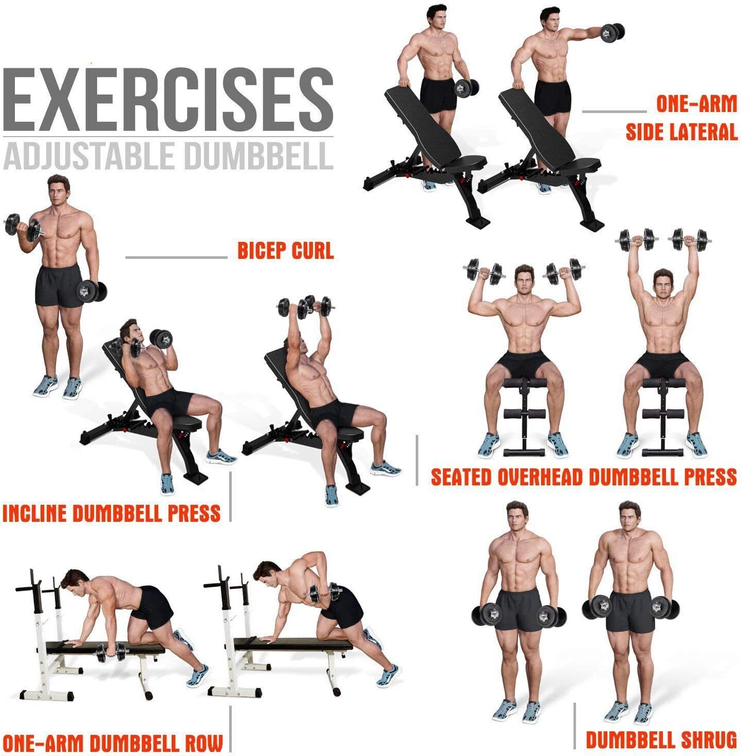 20kg-90kg Dumbbell Set Weight Dumbbells Home Gym Training Fitness ...