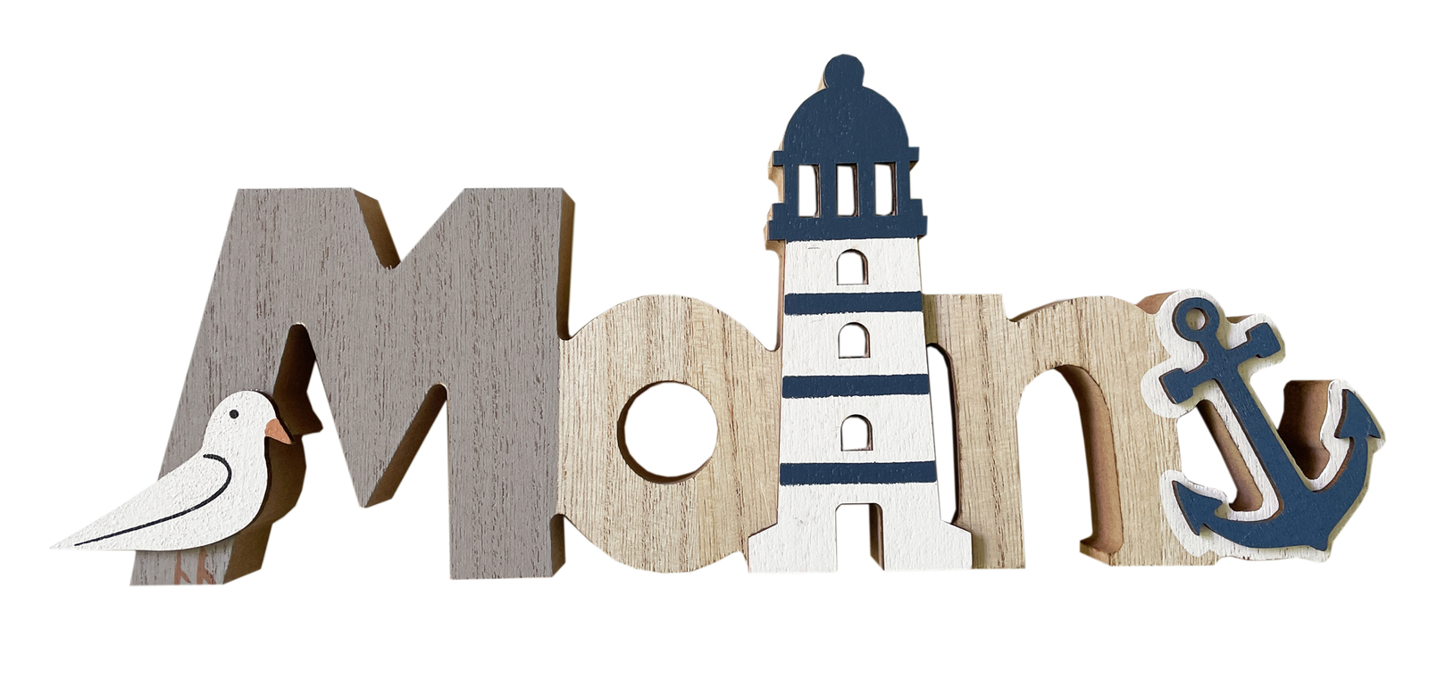 Schriftzug Moin mit Anker 30 cm - Maritim Deko, Möwe, Leuchtturm, Holz ...