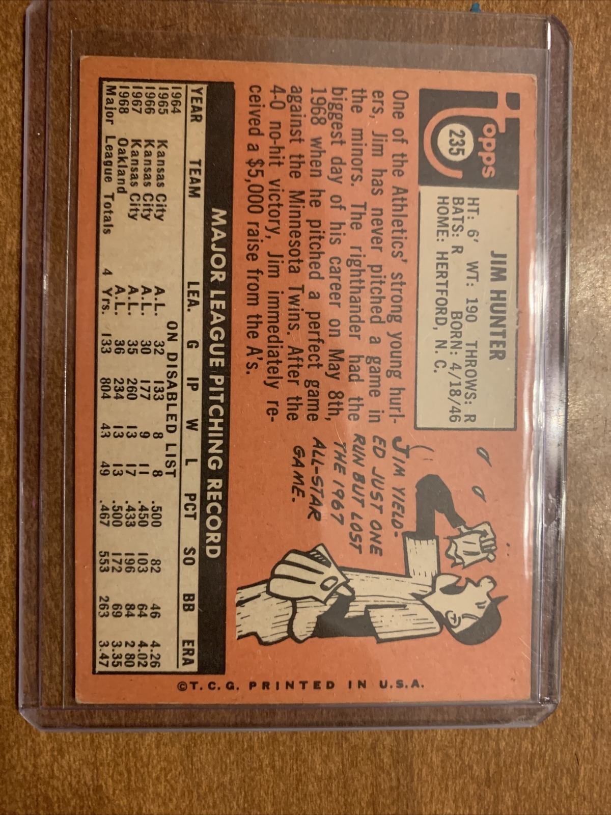 Jim Catfish Hunter 1969 Topps HOF #235 A’s | eBay