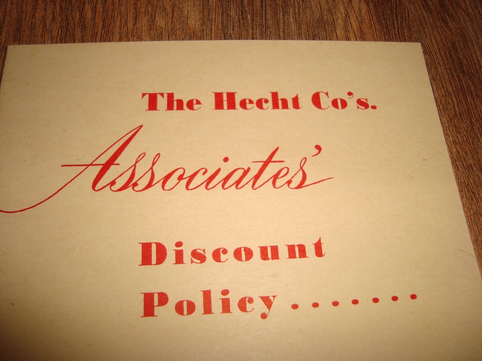 The Hecht Co's. Associate's Discount Policy ...... Booklet | eBay
