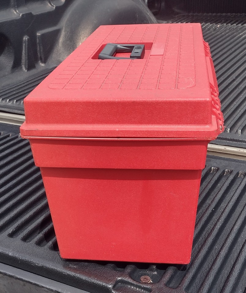 Vintage Contico Red Double Latch Large Tool Box w/ Two Trays | eBay
