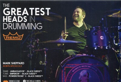 2018 small Print Ad of Remo Drumheads w Mark Sheppard of Robyn ...