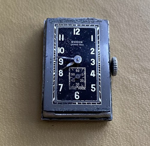 Vintage Buren Grand Prix Manual Wind Tank Watch. Black Dial. Working | eBay