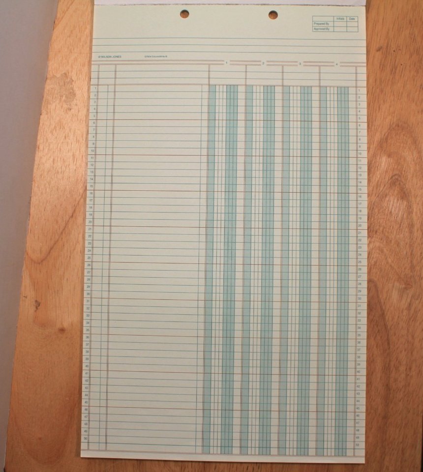 Wilson Jones Columnar Pad-4 Columns 50 Sheets 8 1/2 x 14 inch #G7104A ...