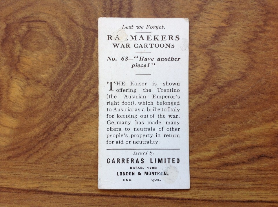 Another Piece ? CARRERAS-RAEMAEKERS WAR CARTOONS 1916 (BLACK CAT ...