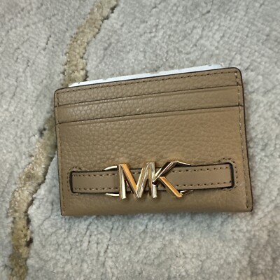 Michael Kors Reed Large Card Holder Wallet MK Signature Logo Camel ...