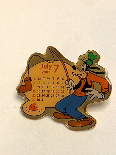 DISNEY TDR CALENDAR 2001 JULY GOOFY FISHING PIN BADGE CATCHING A SHOE ...