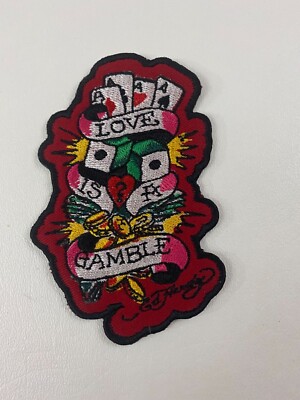 Ed Hardy Love Is A Gamble Iron On Patch Appliqué Embroidered Sewing ...