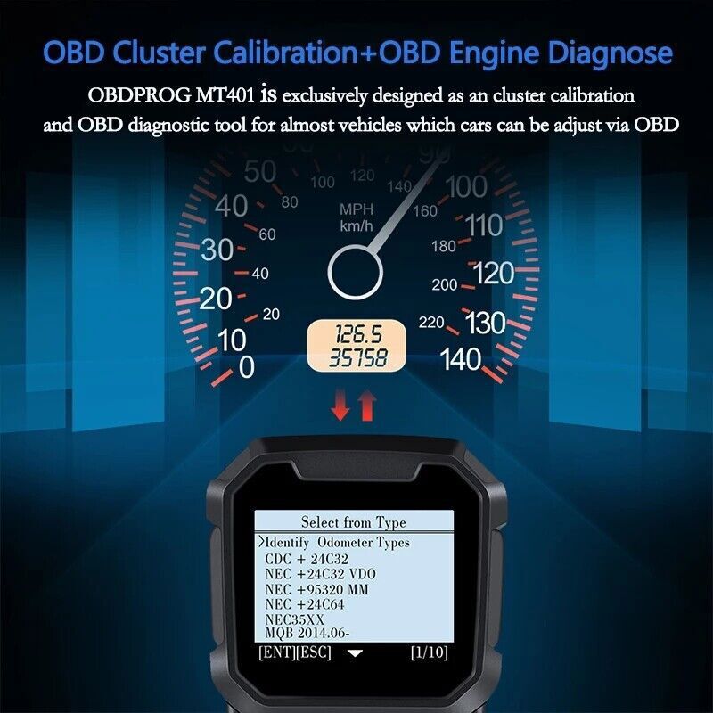 OBDPROG MT401 Car Cluster Odometer Correction Mileage Adjust ...