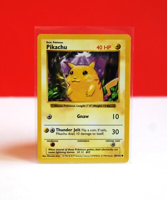 Nintendo Pokemon Pikachu Shadowless Base Set Trading Card with Plastic ...