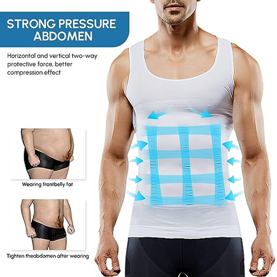 Men's Body Shaper Slimming Tummy Vest Chest Compression Shirt Tank Top ...
